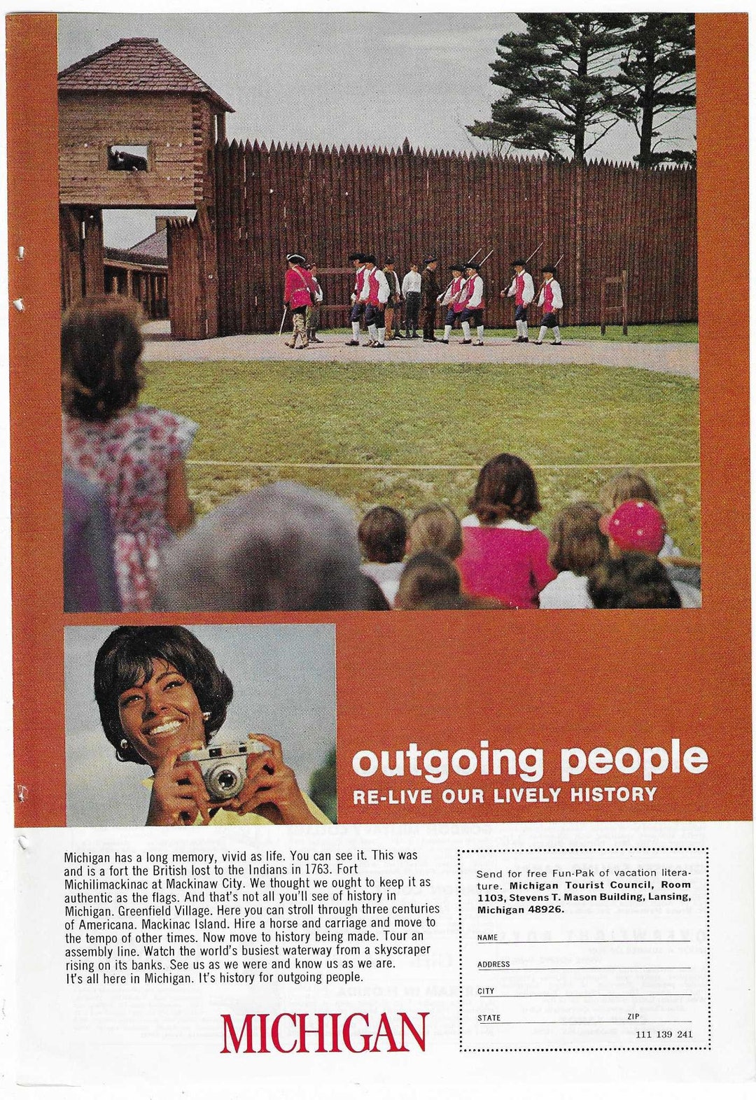 Original 1969 Full Page Magazine Ad for Michigan Tourism and Travel 7 X ...