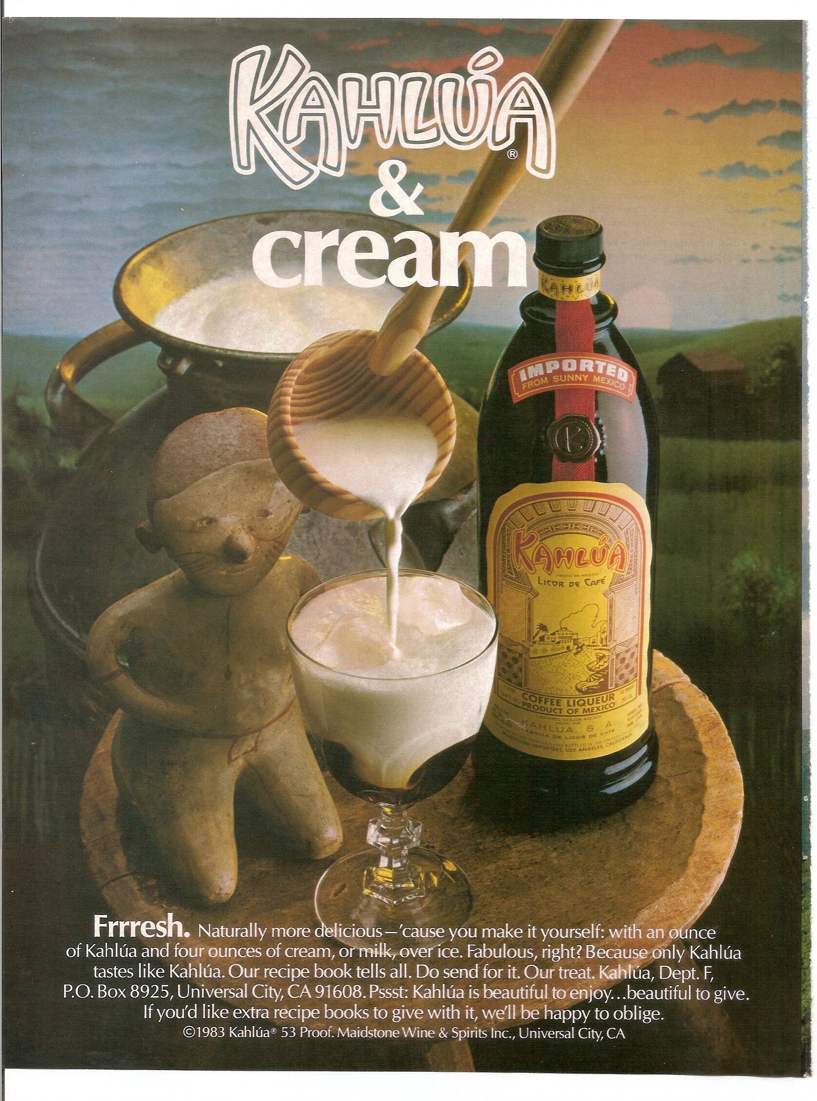 Original 1984 Full Page Magazine Advertisement for KAHLUA Mexican ...