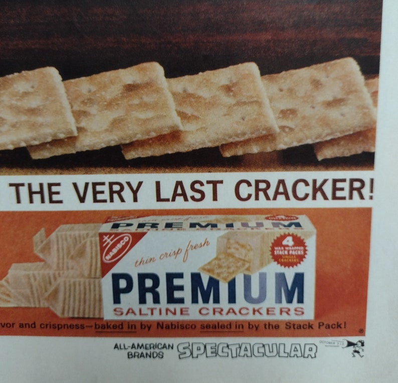 Original 1962 Two Page Magazine Advertisement for NABISCO Premium ...