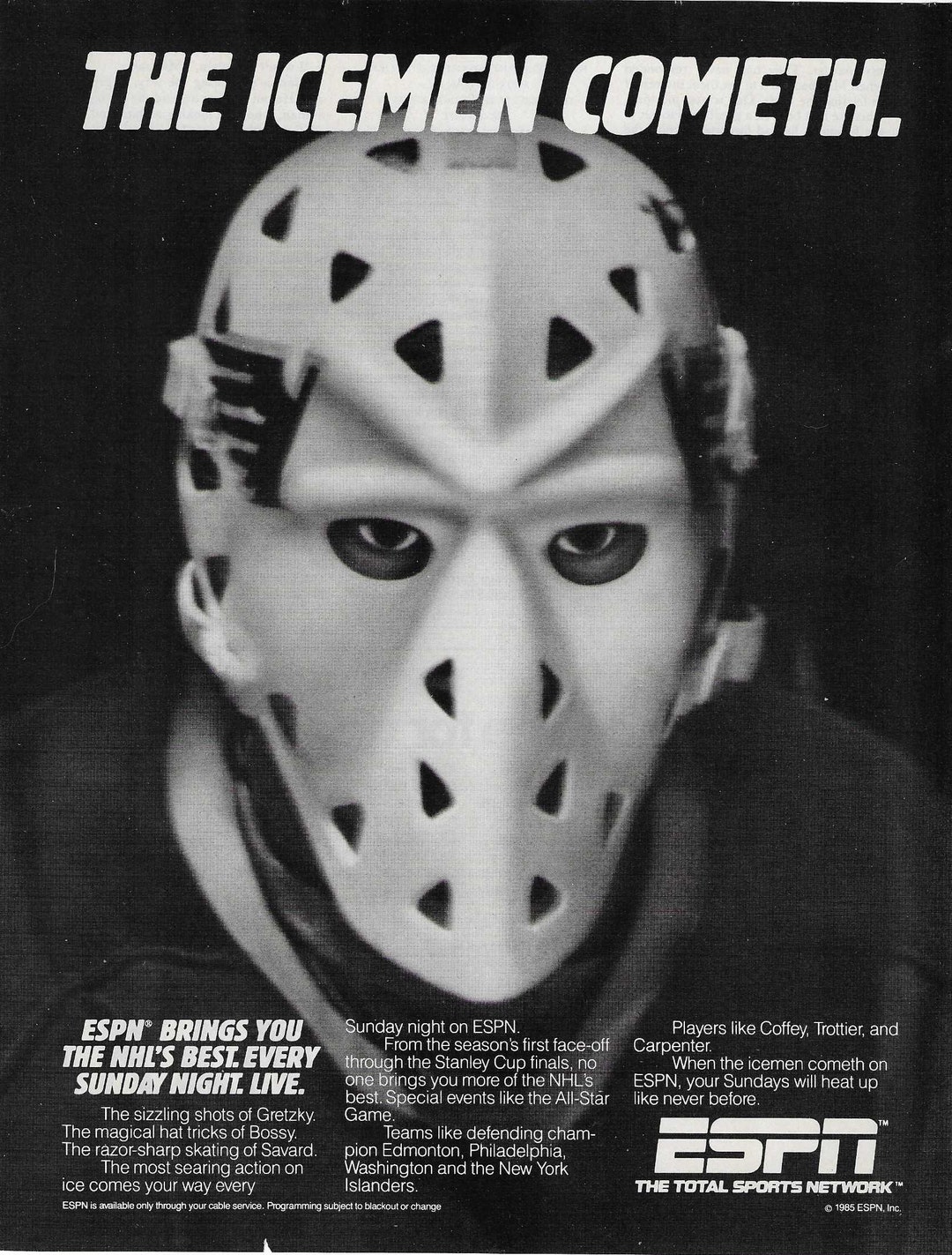 Original 1985 Full Page Magazine Advertisement for ESPN - Etsy