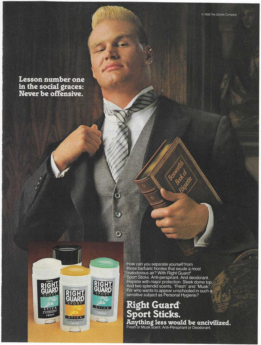 Original 1989 Full Page Magazine Advertisement for Right Guard ...