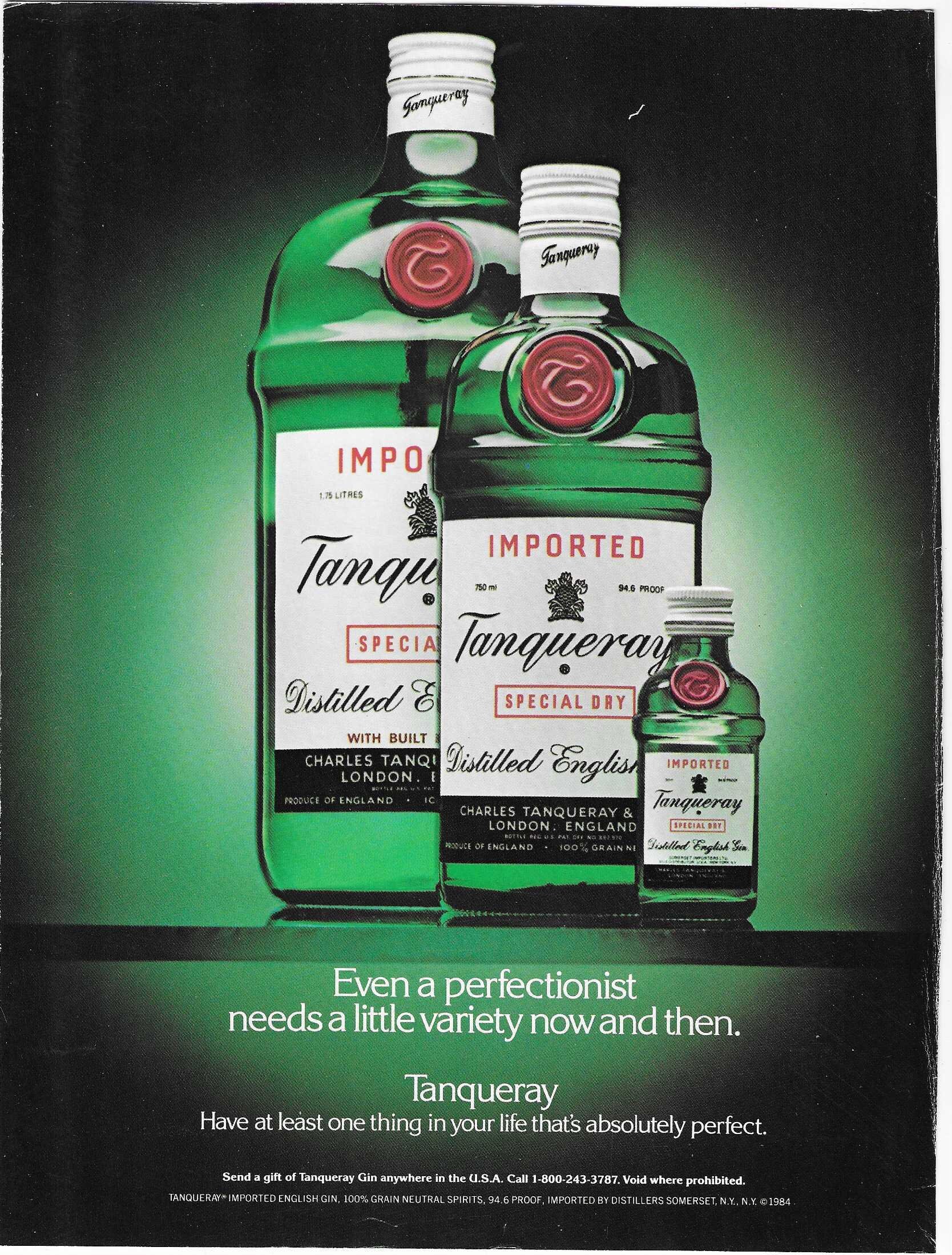 Original 1987 Full Page Magazine Advertisement for Tanqueray Gin 8 X 11 ...