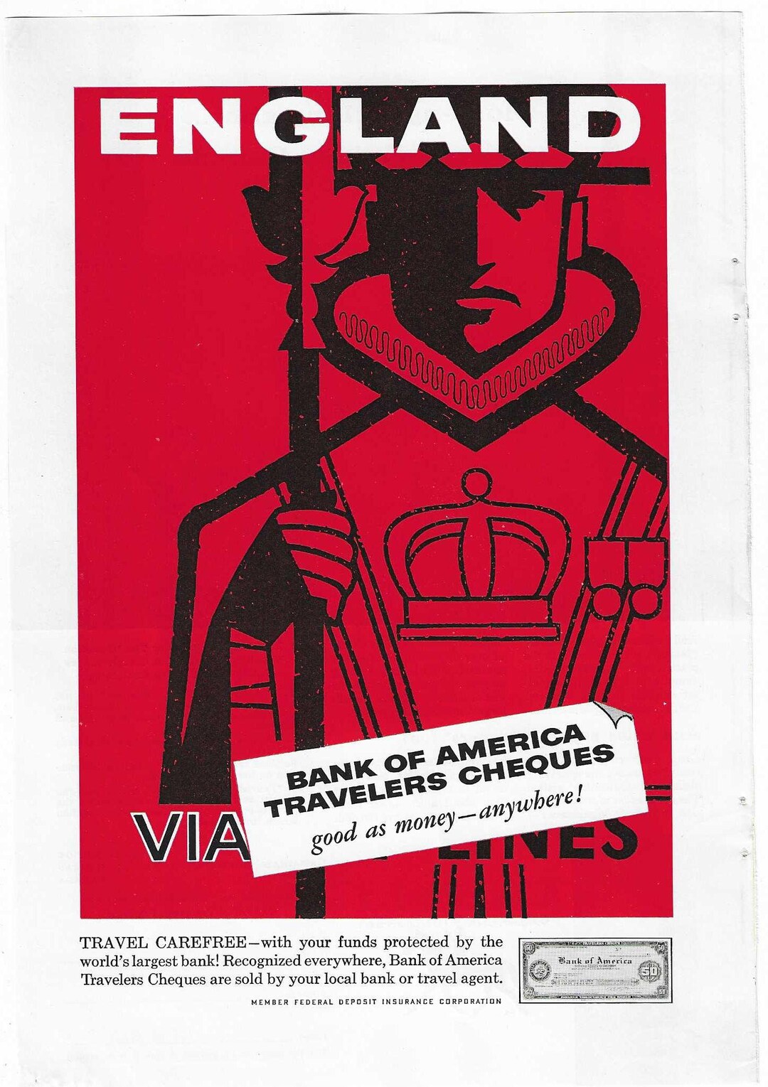 Original 1957 Full Page Magazine Advertisement for Bank of America ...