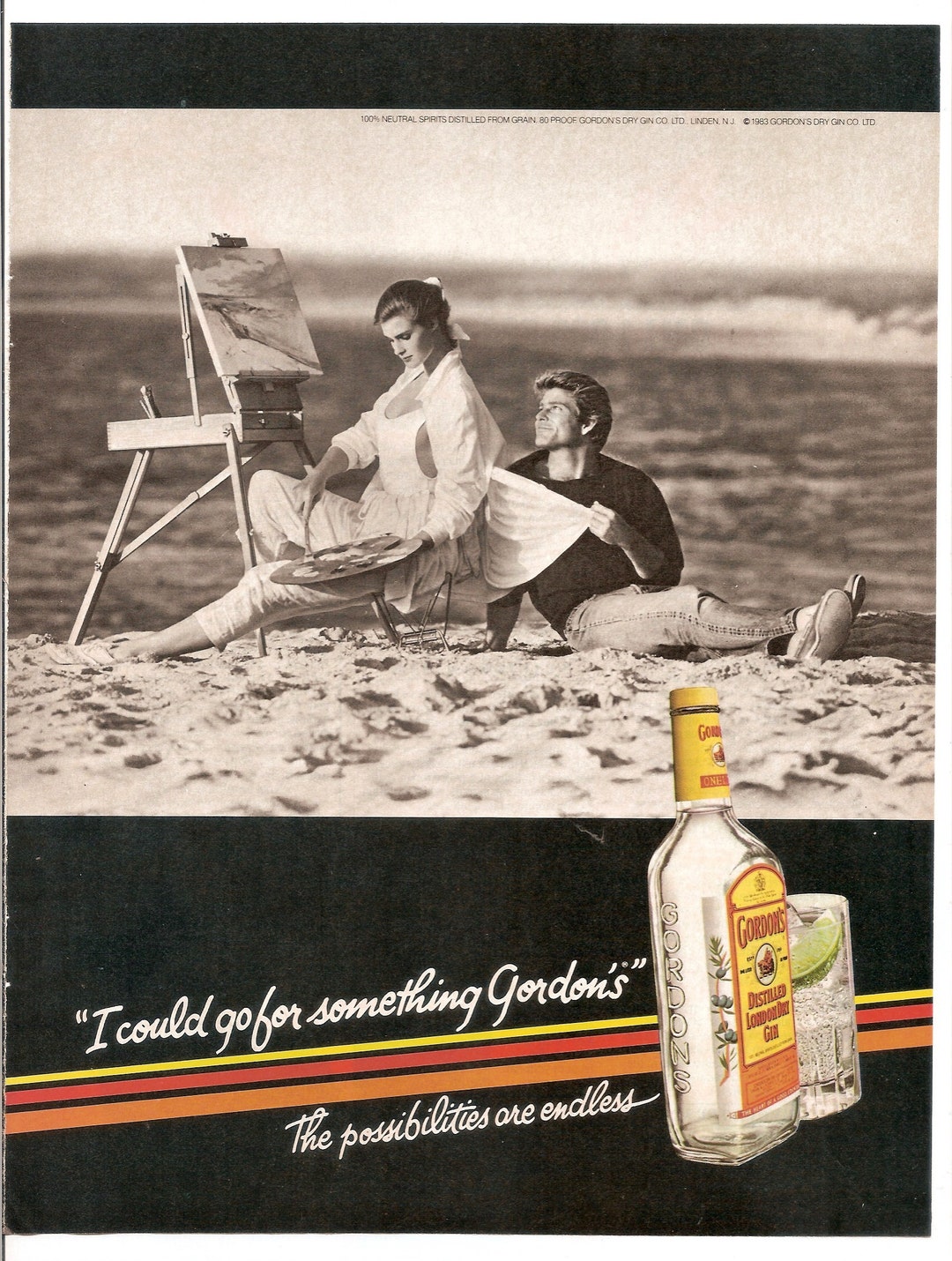 Original 1984 Full Page Magazine Advertisement for GORDON'S GIN 8 X 11 ...