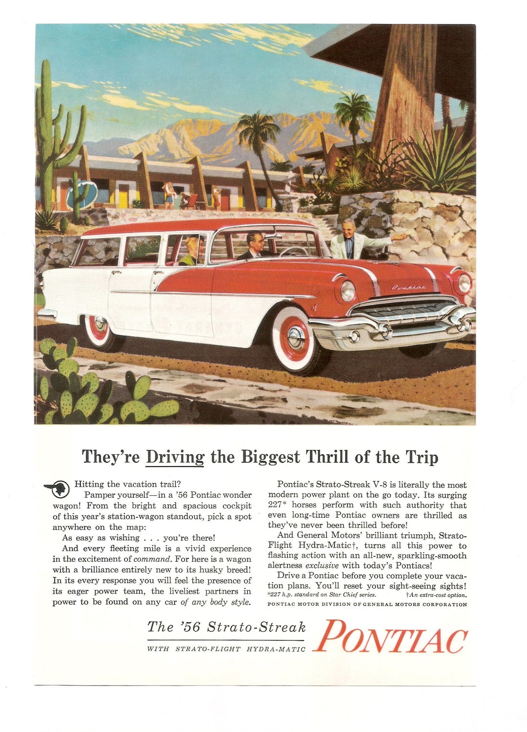 Original 1956 Full Page Magazine Advertisement for PONTIAC STATION ...