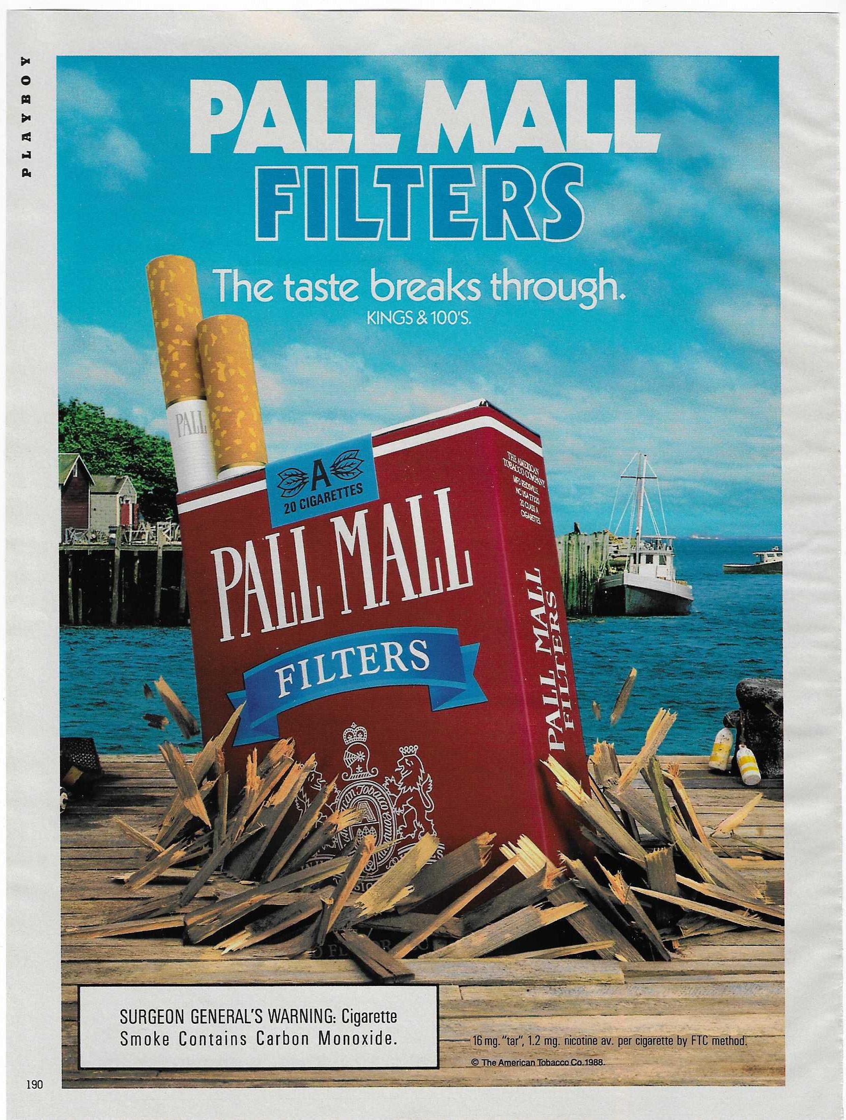 Original 1988 Full Page Magazine Advertisement for PALL MALL Filter ...