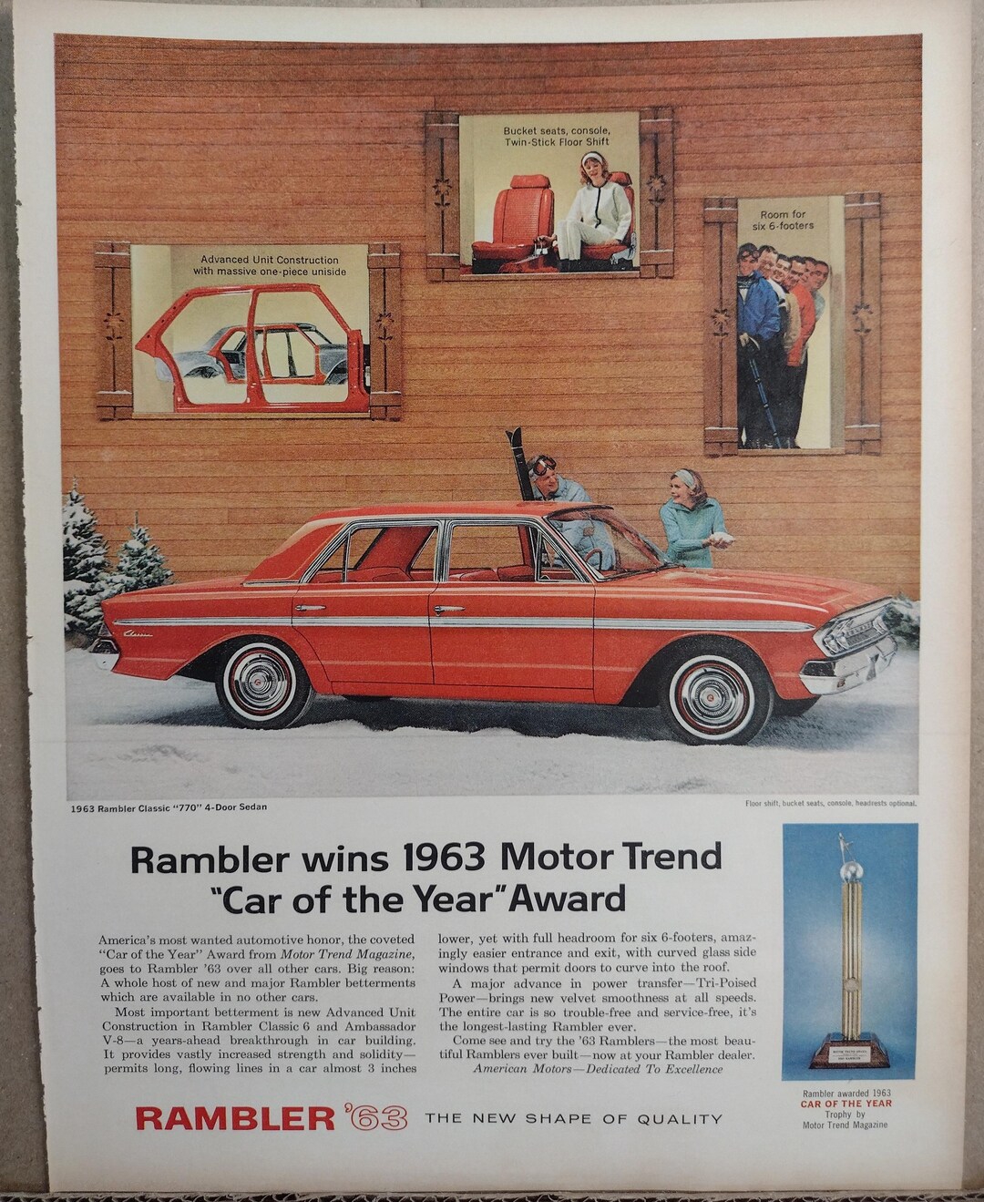 Original 1963 Full Page Magazine Advertisement for RAMBLER Automobiles ...