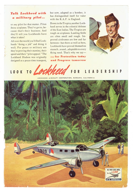 Original 1941 Full Page Magazine Advertisement for LOCKHEED | Etsy