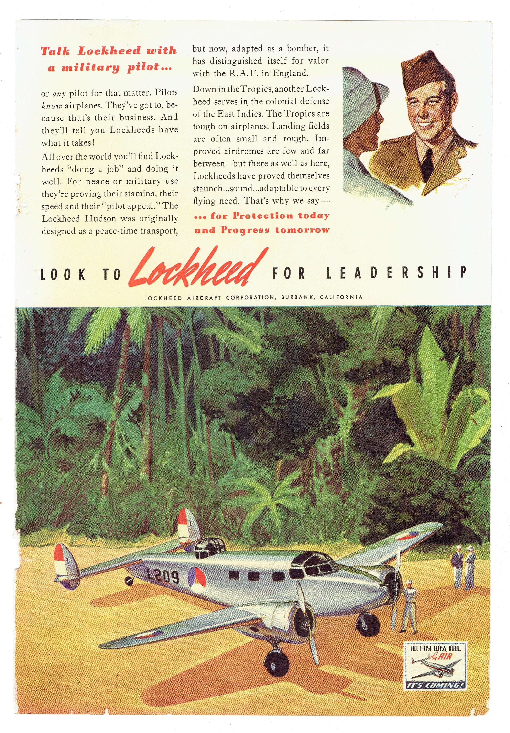 Original 1941 Full Page Magazine Advertisement for LOCKHEED AIRCRAFT ...