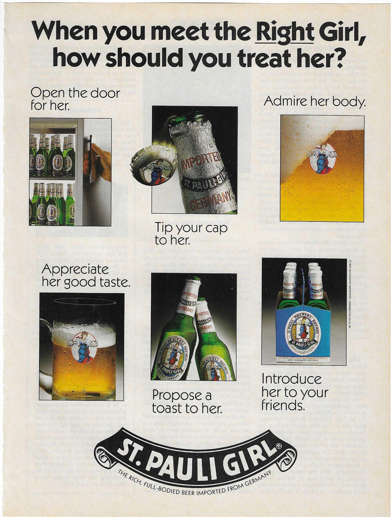 Original 1989 Full Page Magazine Advertisement for St. Pauli Girl Beer ...