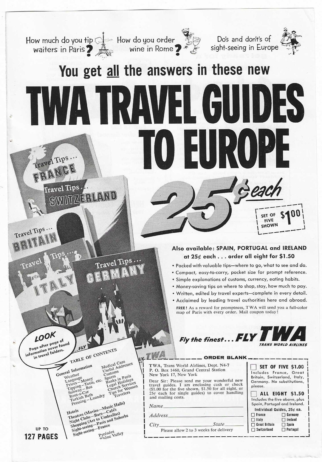 Original 1957 Full Page Magazine Ad for TWA Airlines Travel Guides to ...