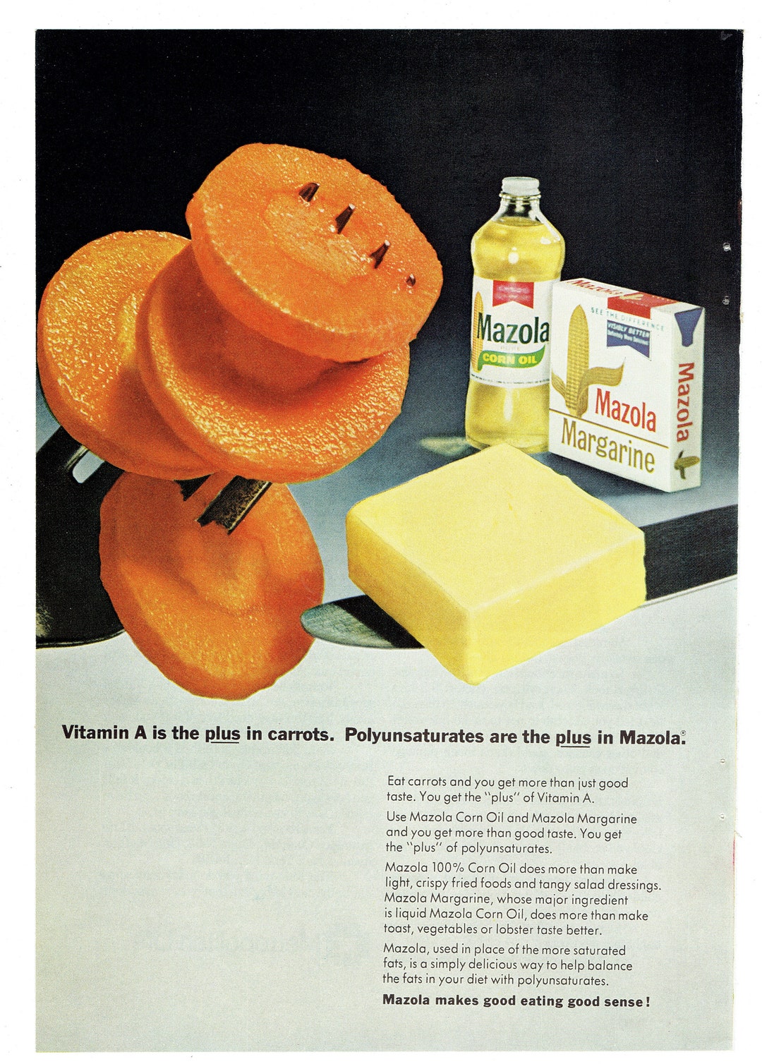 Original 1968 Full Page Magazine Advertisement for MAZOLA Corn Oil and ...