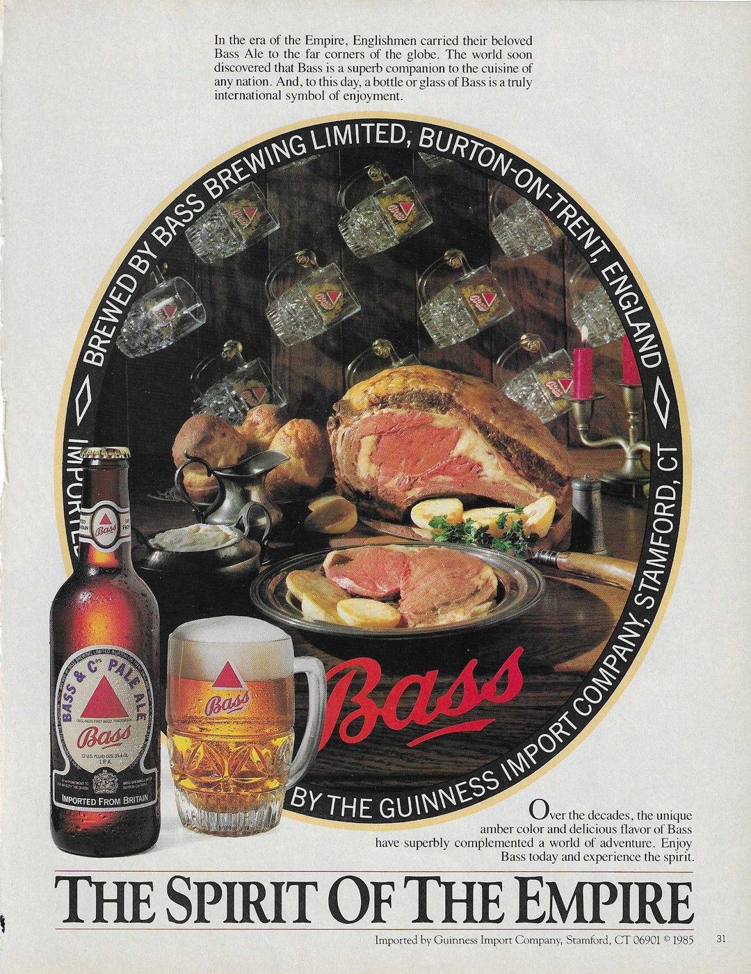 Original 1985 Full Page Magazine Advertisement for BASS PALE - Etsy