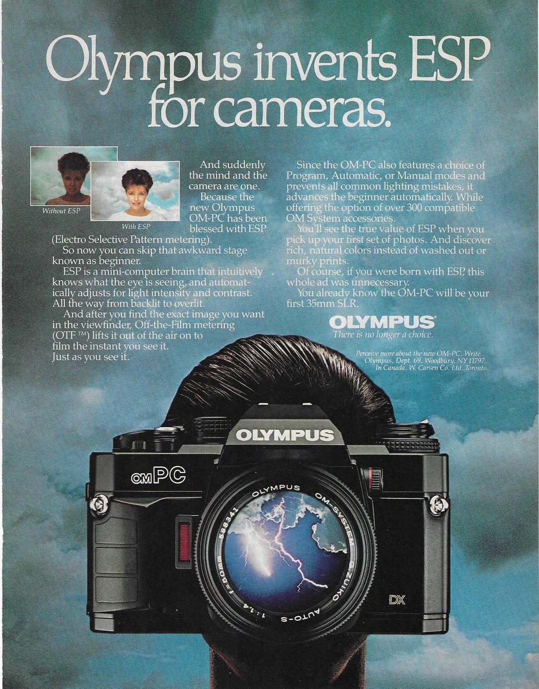 Original 1985 Full Page Magazine Advertisement for the OLYMPUS OM-PC ...