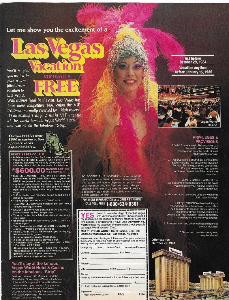 Original 1984 Full Page Magazine Advertisement for virtually Free Las ...