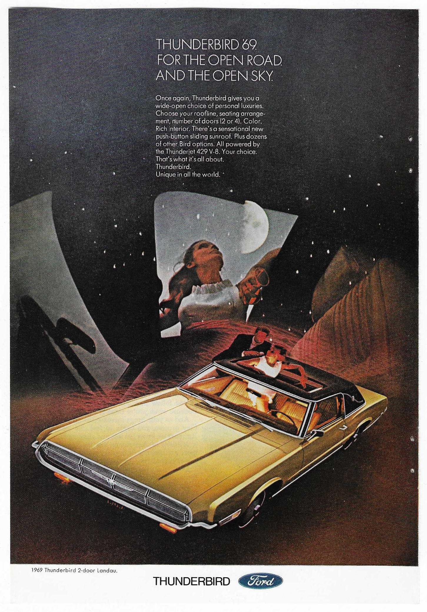 Original 1969 Full Page Magazine Advertisement for FORD THUNDERBIRD 7 X ...
