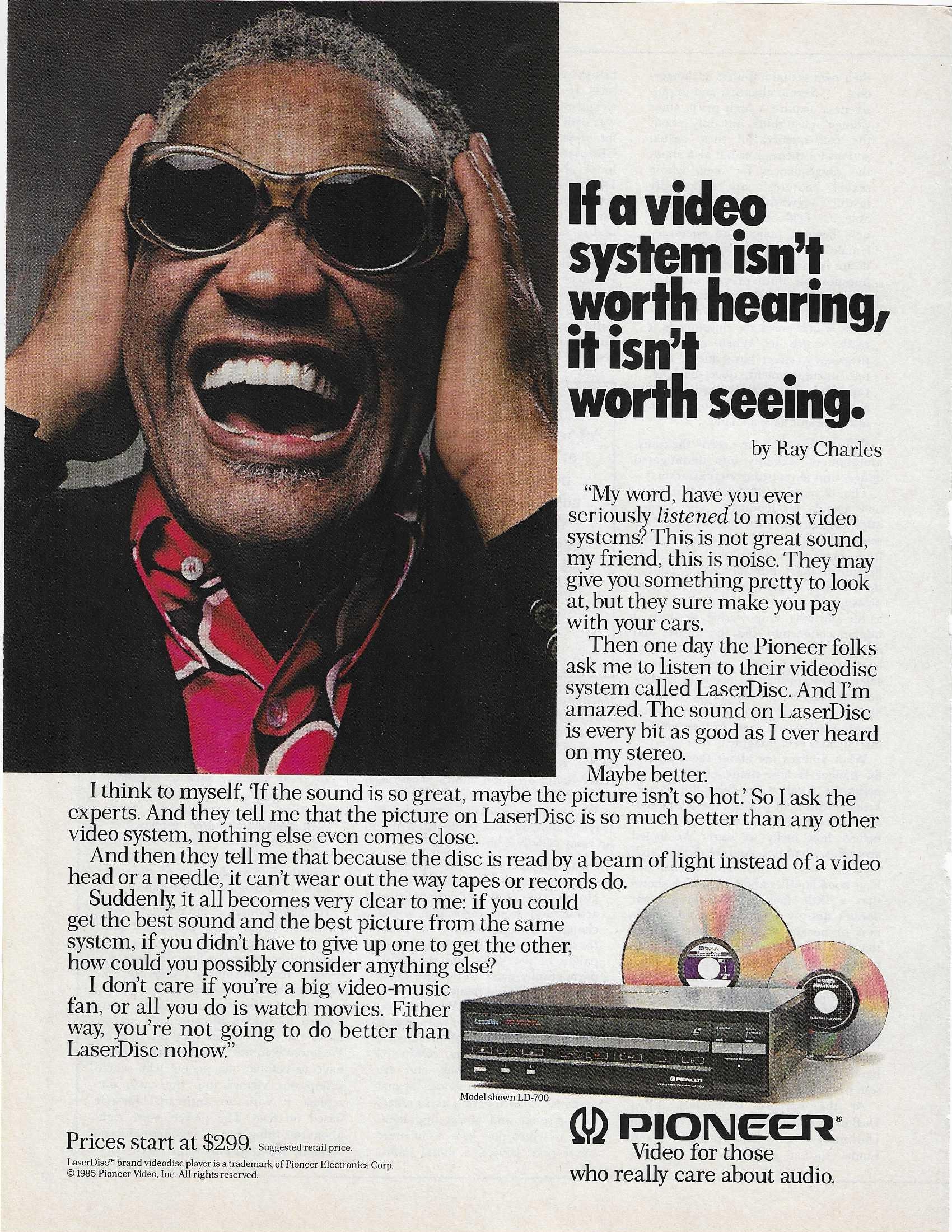 Original 1985 Full Page Magazine Advertisement for PIONEER LASERDISC ...
