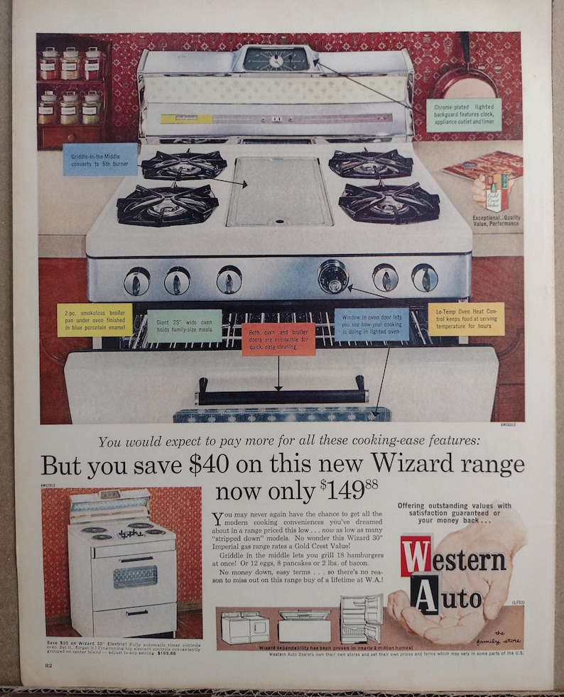 Original 1963 Full Page Magazine Advertisement for WESTERN AUTO Stores ...
