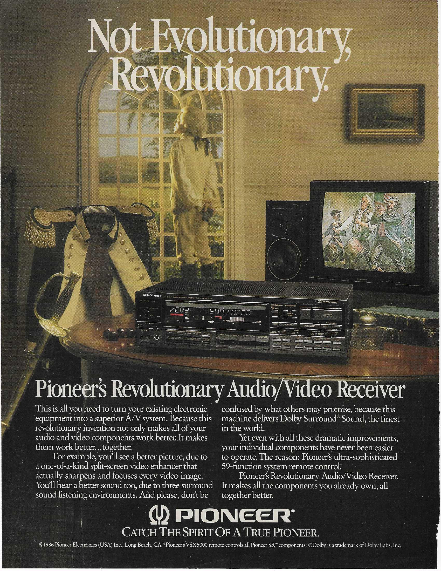 Original 1986 Full Page Magazine Advertisement for PIONEER Electronic Equipment 8 X 11 Inches ...