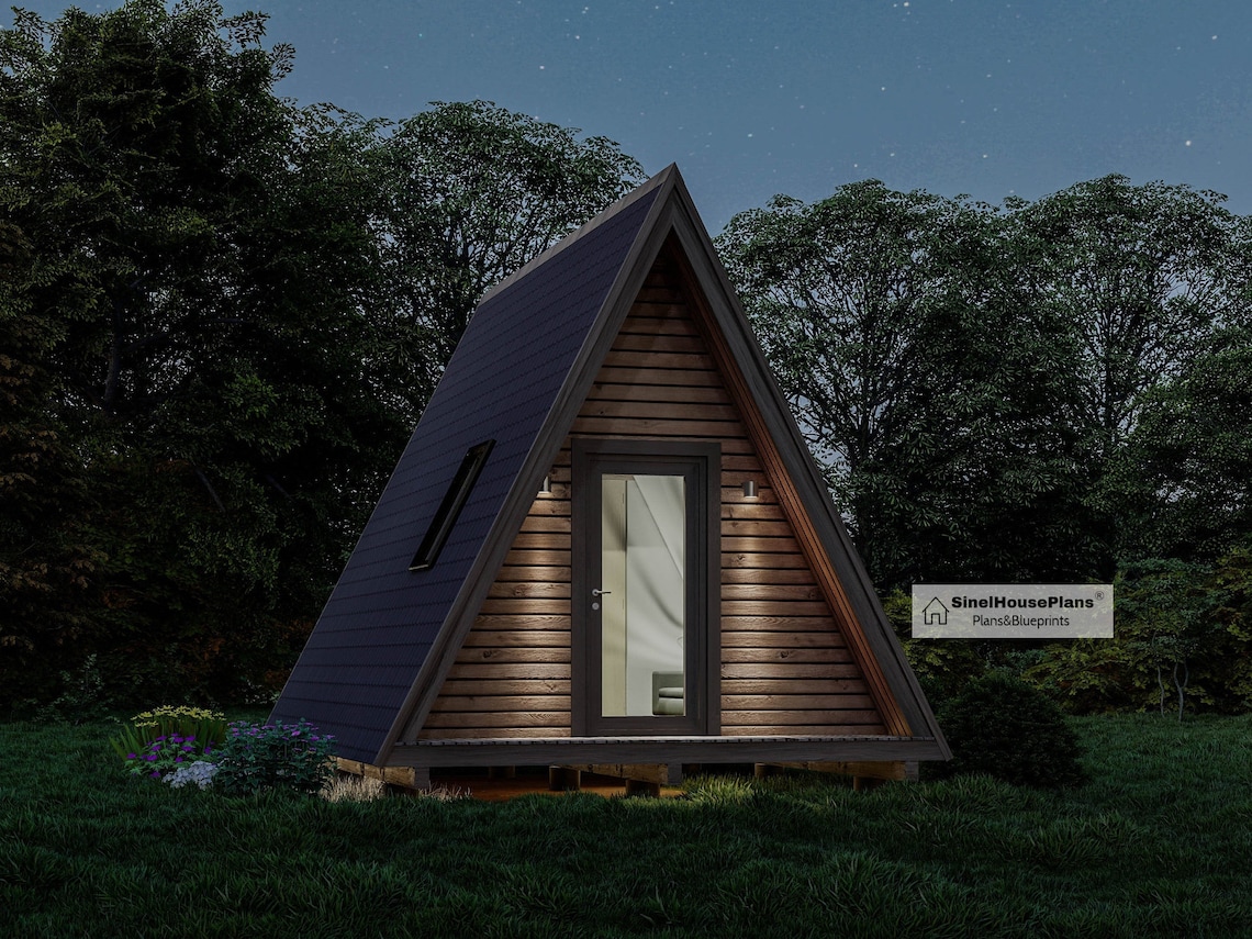 14x16 A Frame Cabin Plan Two Story Triangular Tiny House - Etsy