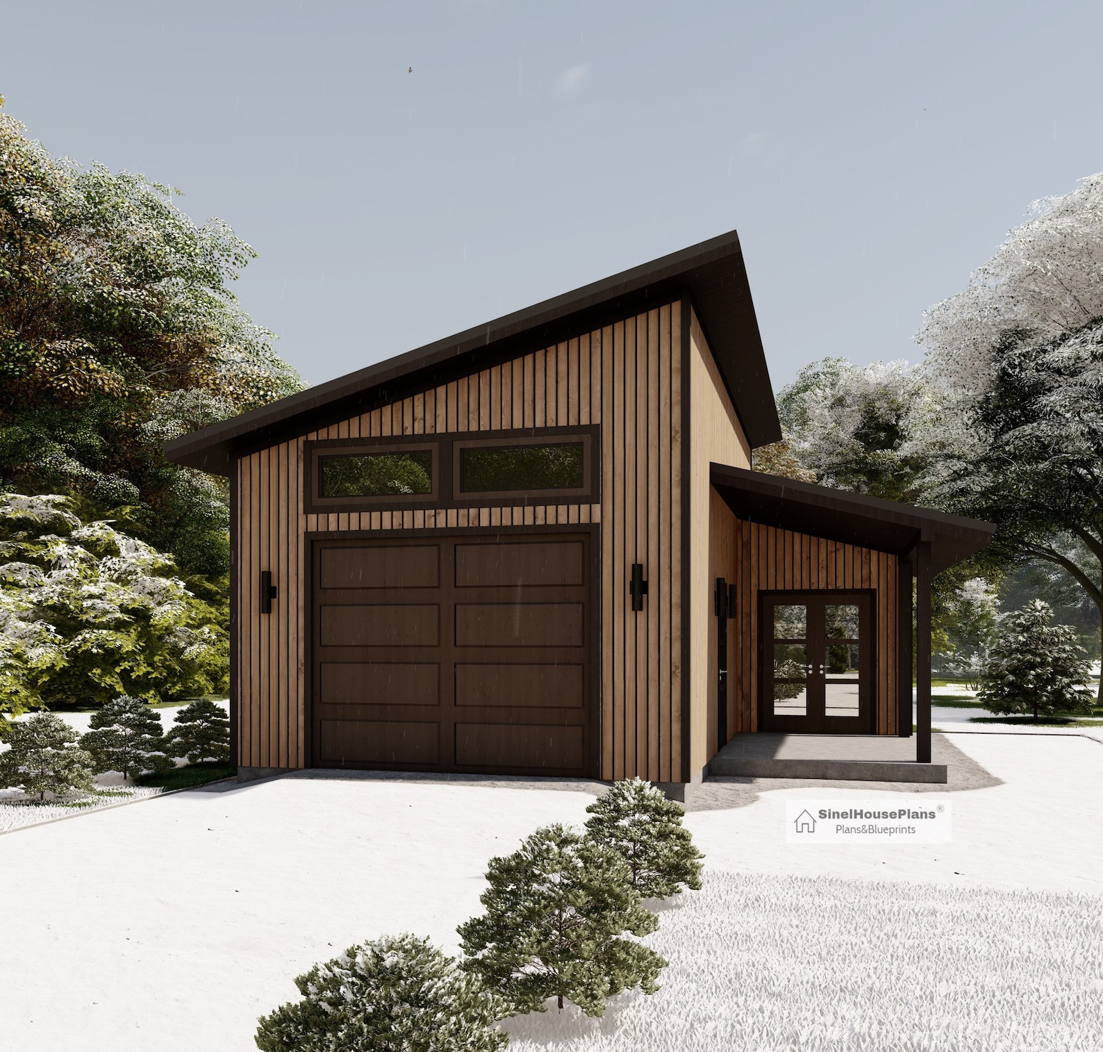 1-car Modern Detached Garage Plans, 24'x28' Garage Blueprints With ...