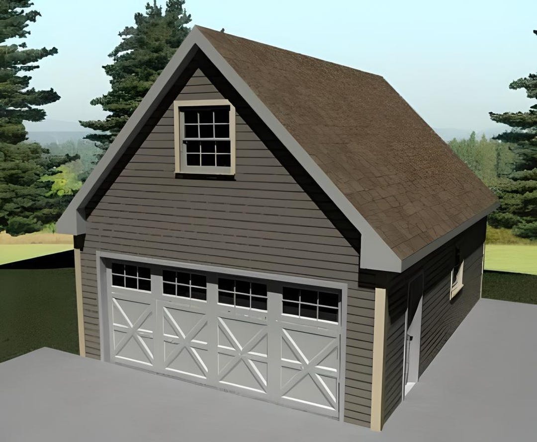 2-car 2 Story Garage Building Plans Package ,24x24 Blueprints+material ...