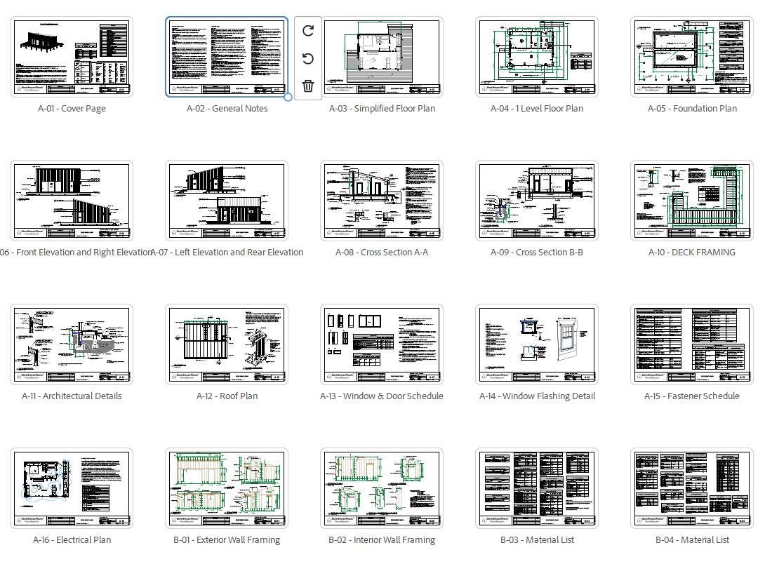 Modern House Cabin Plan, 20'x25' Lean Cottage Architectural Blueprint ...