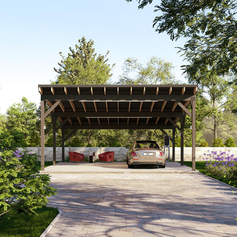 Modern Style Carport Plan / 24’x24’ Lean Pavilion Designs - Etsy