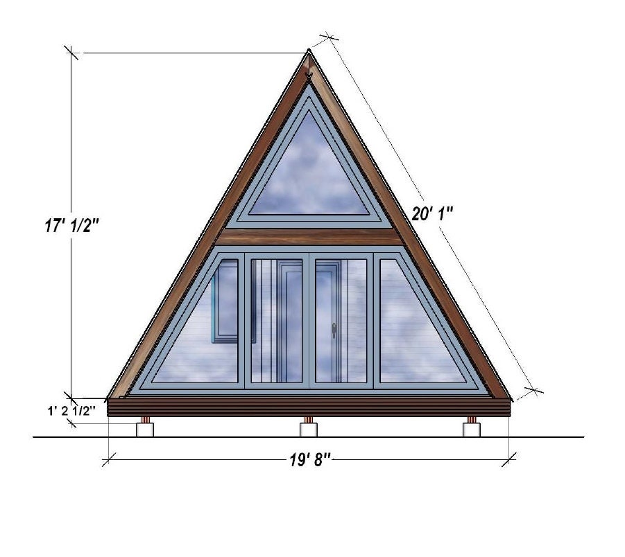 A-frame Two Story Tiny House Plans, 20' X 26' Triangular Cabin Building ...
