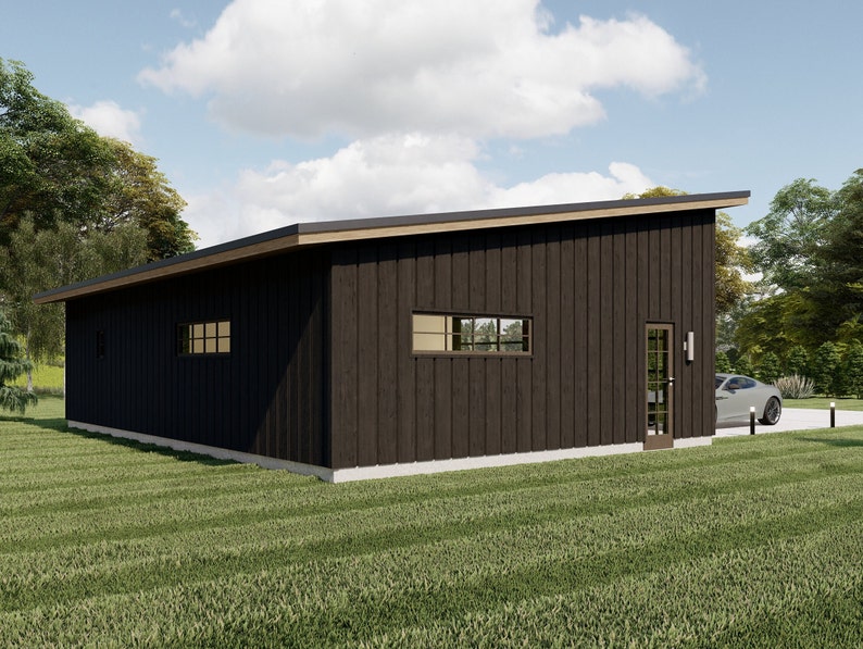 24'x36' Modern Garage Plans With Studio Apartments, 2 Car Architectural ...