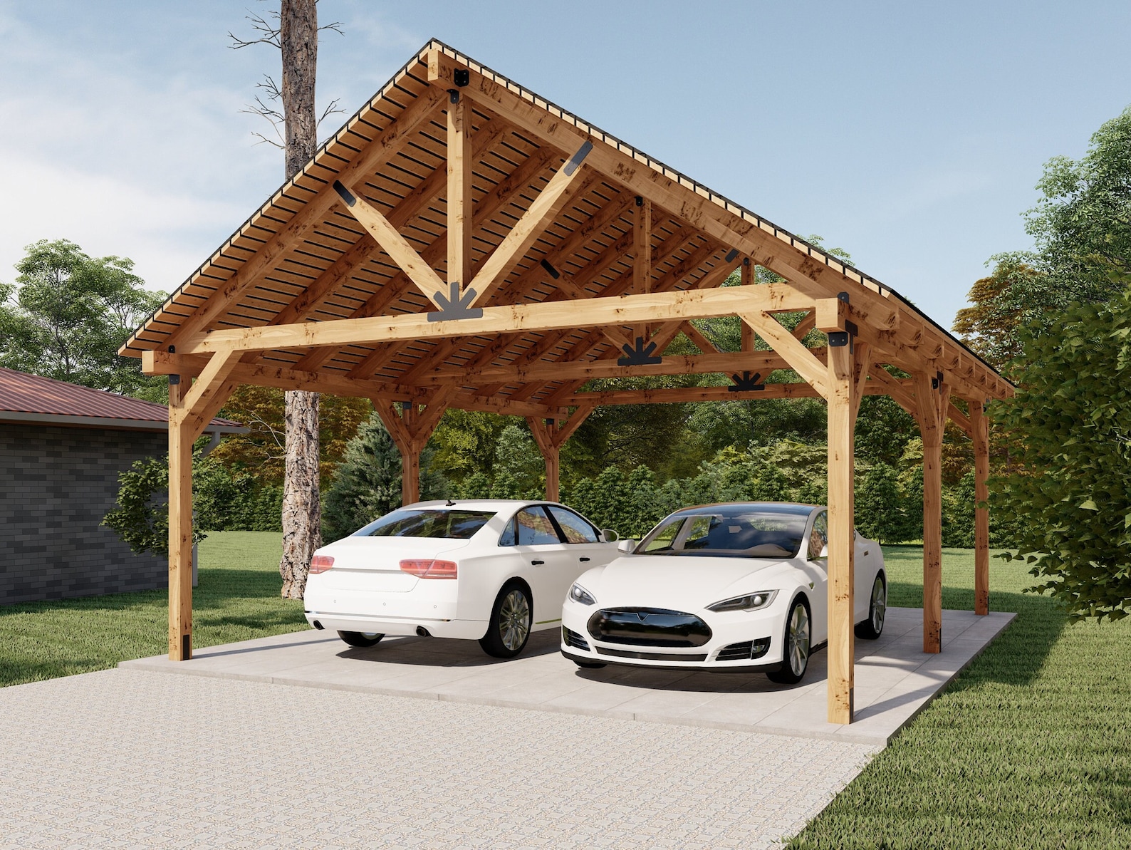 20'x24' Wooden Carport Plans Gable Roof Pavilion - Etsy