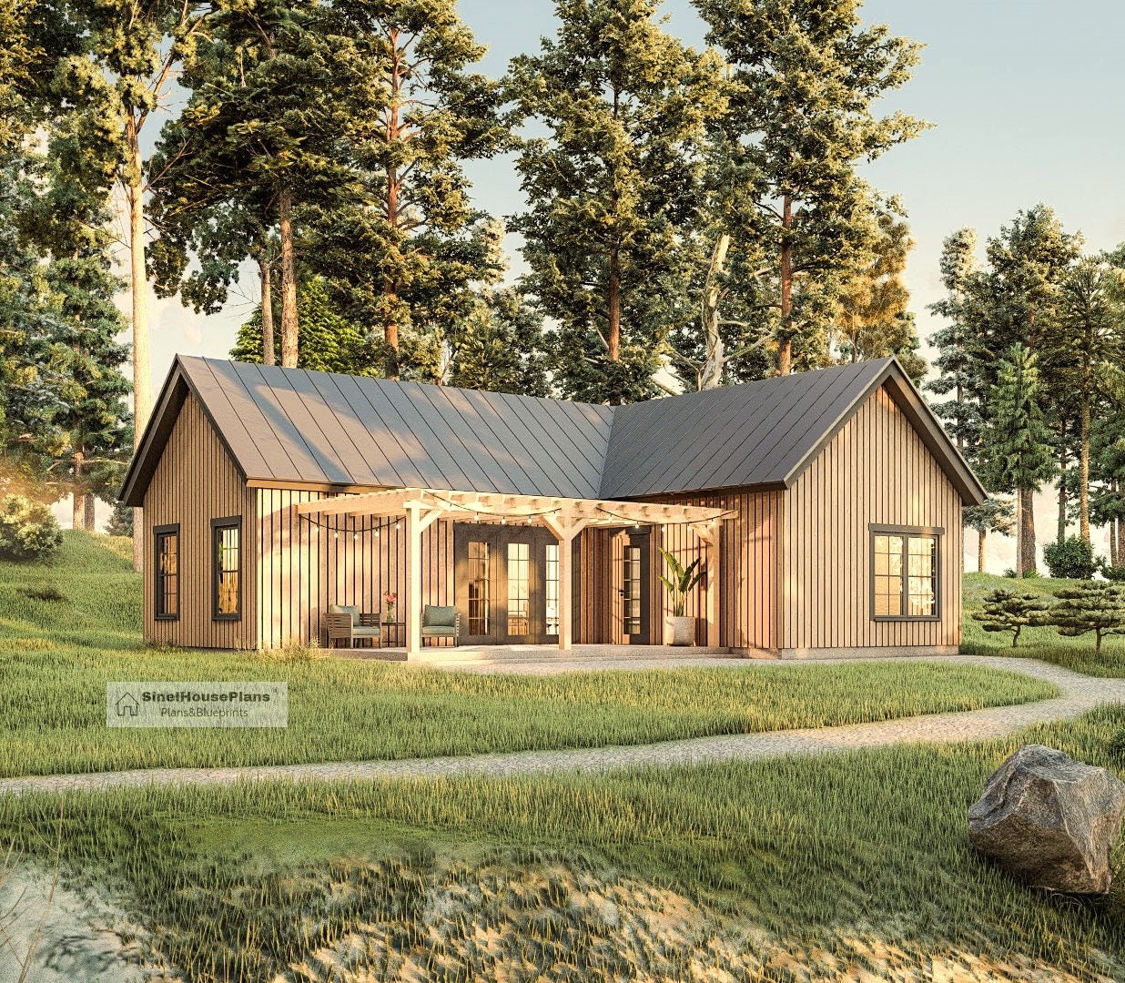 Ranch Style Cottage Plan 3 Beds 2 Baths , 1204 Sq Ft, L-shaped Small ...