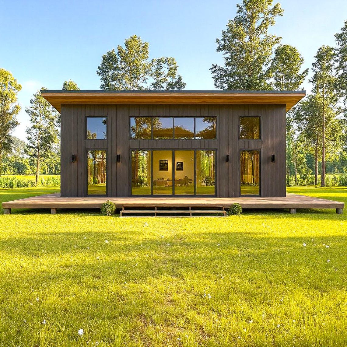 26’x36’ Lean Cabin Architectural Full Set Plan,modern Cottage ...