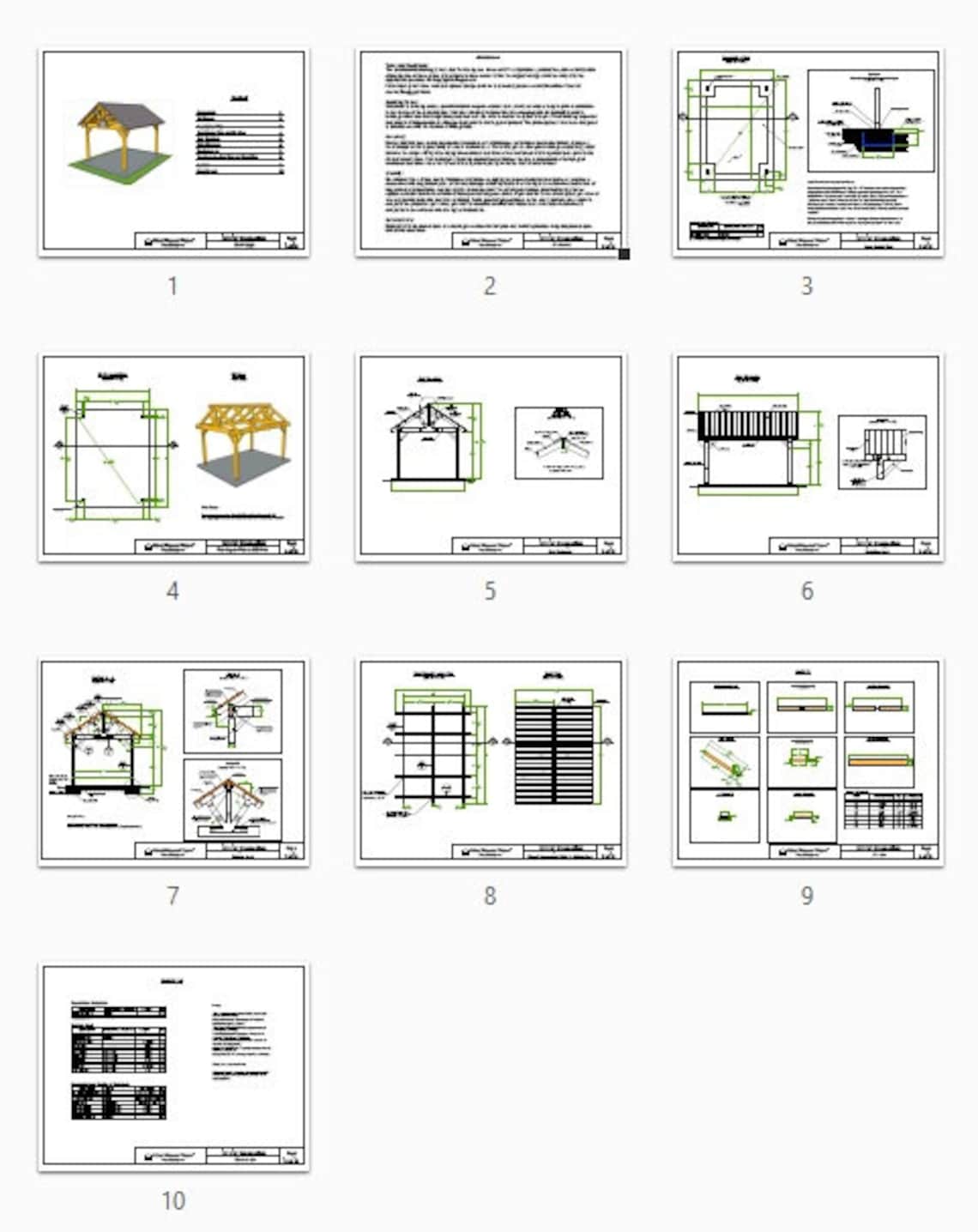 12'x16' Wood Gazebo Plan: DIY Gable Pavilion Drawings (PDF) - Etsy