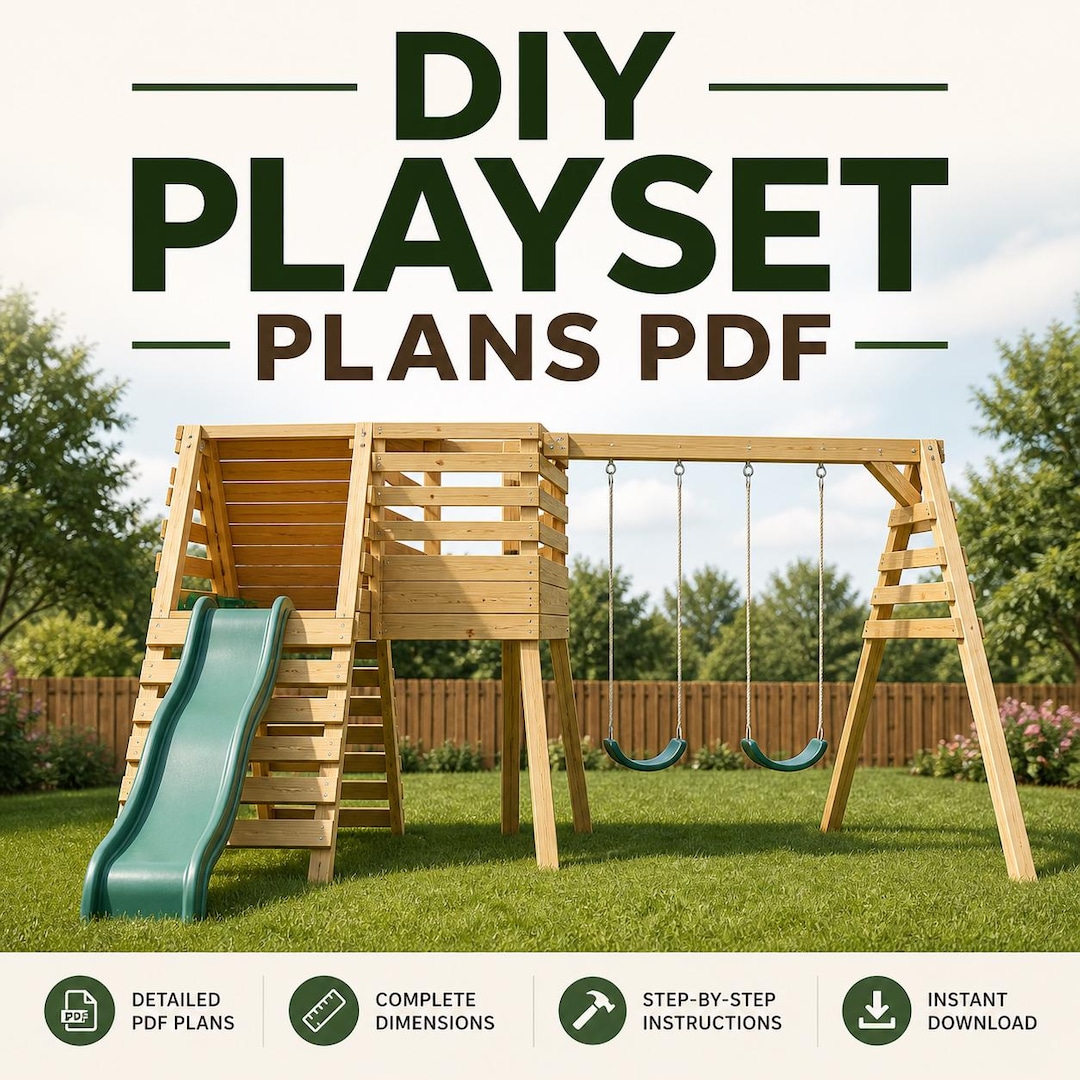DIY Wooden Playset Plans With Slide & Swings | Backyard Playground ...