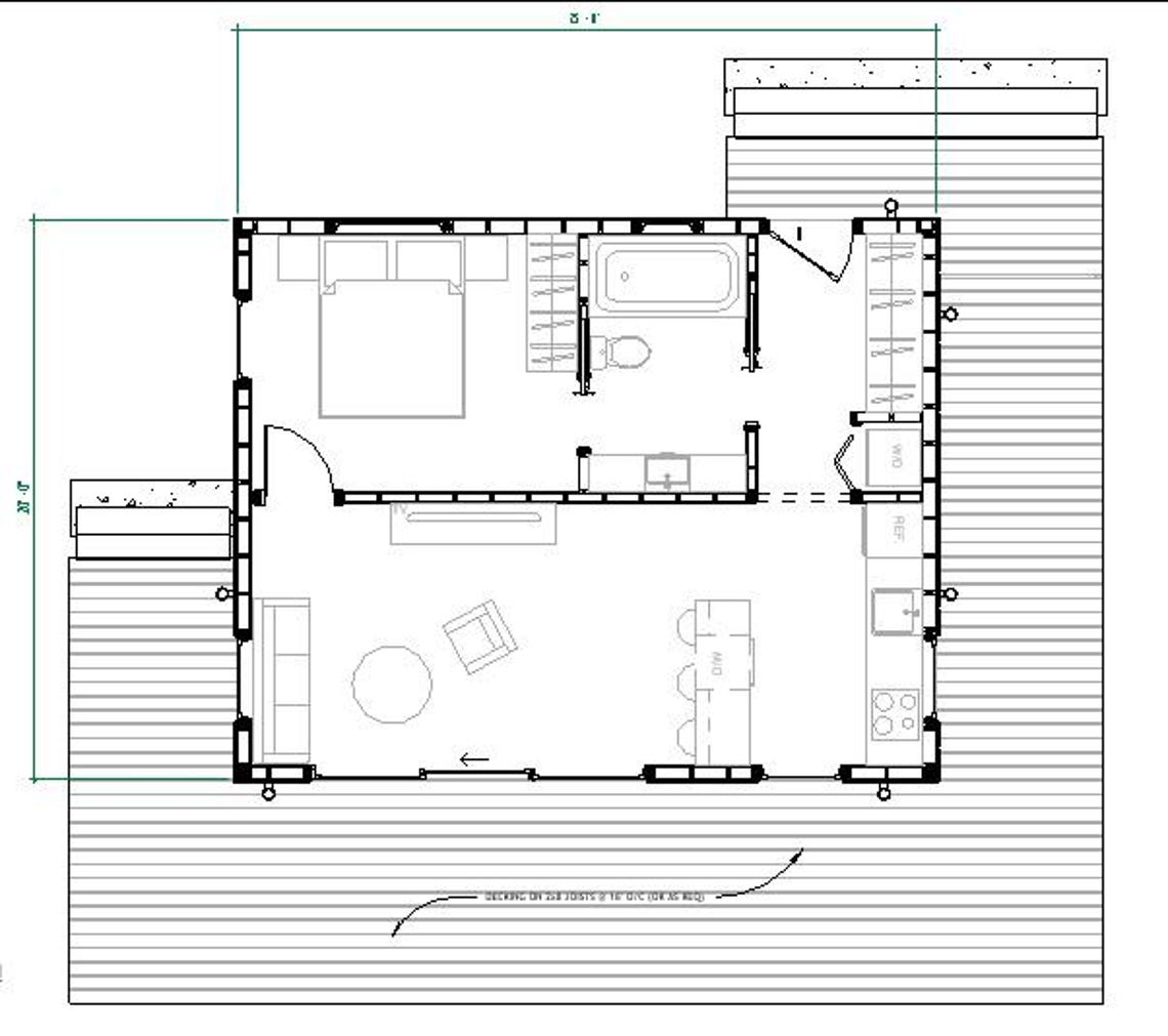 Modern House Cabin Plan, 20'x25' Lean Cottage Architectural Blueprint ...