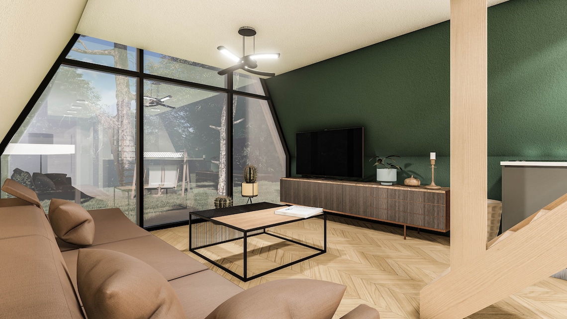 A Frame Cabin House Plans With Loft 16x30 Cottage Building - Etsy