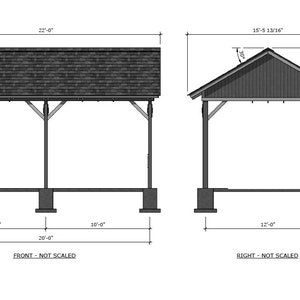 14x22 Outdoor Car Canopy Plans / Garden Gazebo Shelter DIY Blueprints ...