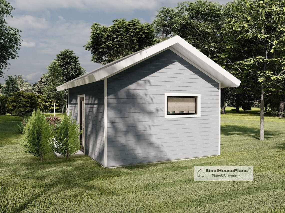 Backyard Office Plans 14x18 Tiny House Building Blueprints - Etsy