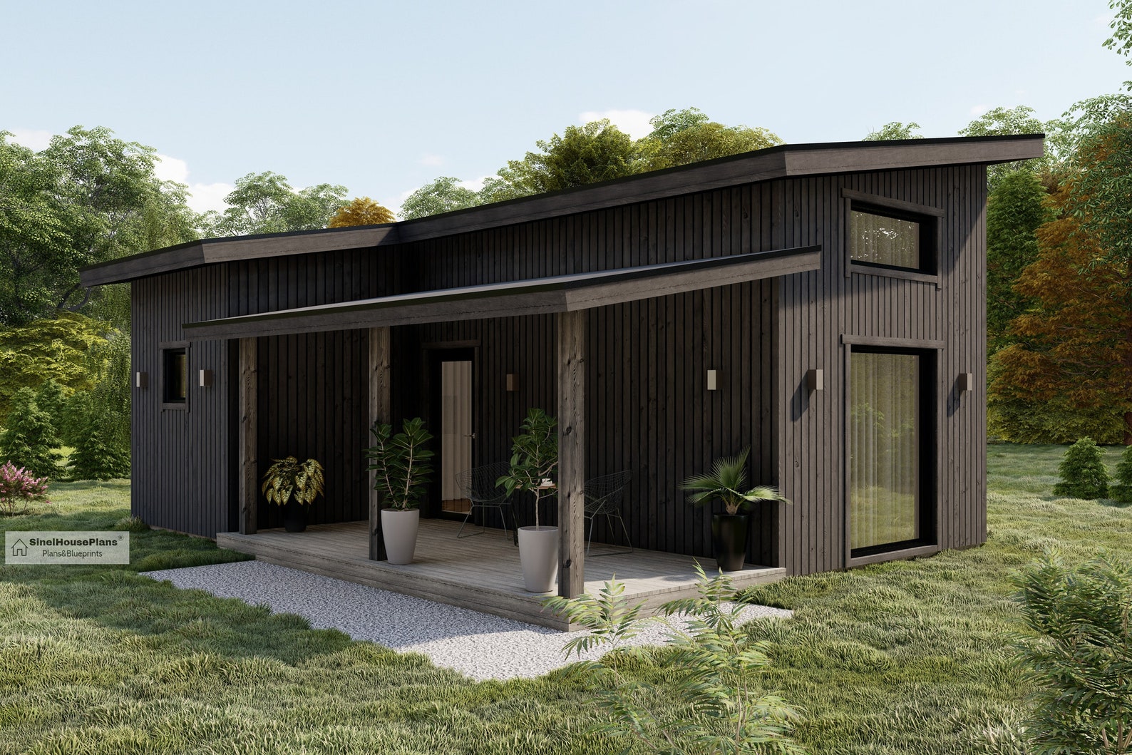 20'x28' Modern Tiny House Plans Lean Cabin - Etsy UK