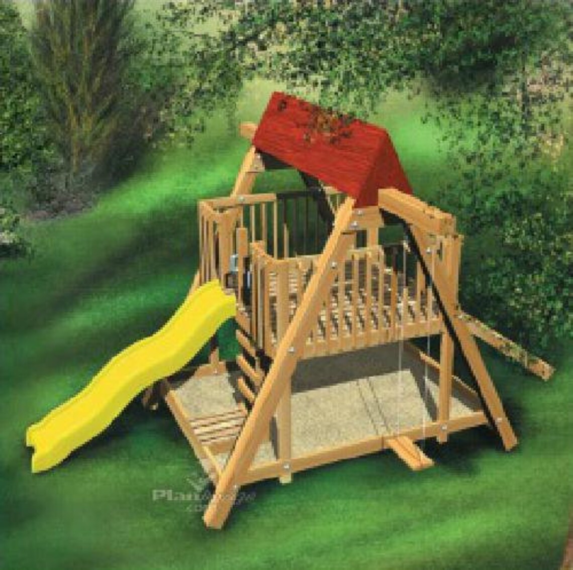 Playhouse Slide Plans DIY Children Outdoor Kids Swing/ Sandbox Wood ...