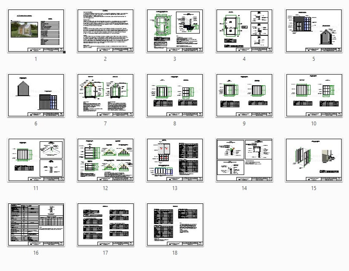 8'x13' Garden Greenhouse Shed Plans, Wood Construction Storage Shed ...