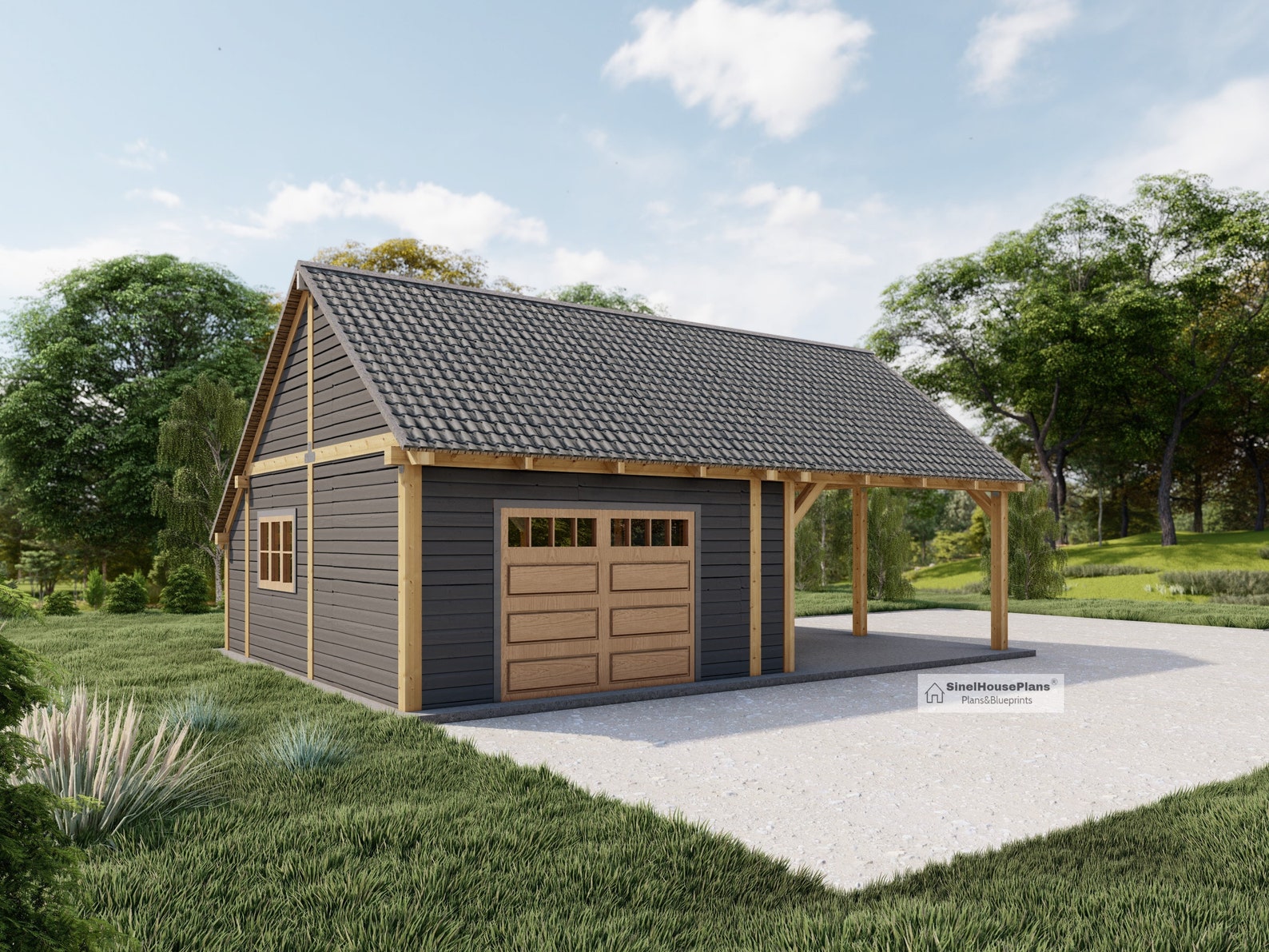 Timber Framed Garage Plans , 34'x 24 'carport Blueprints, Massive Post ...