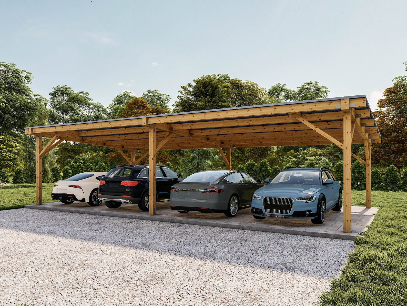 4 Car Carport Plans, 18' X 36' Lean to Pavilion Blueprints - Etsy