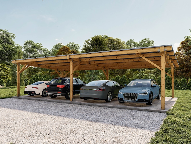 4 Car Carport Plans, 18' X 36' Lean to Pavilion Blueprints - Etsy