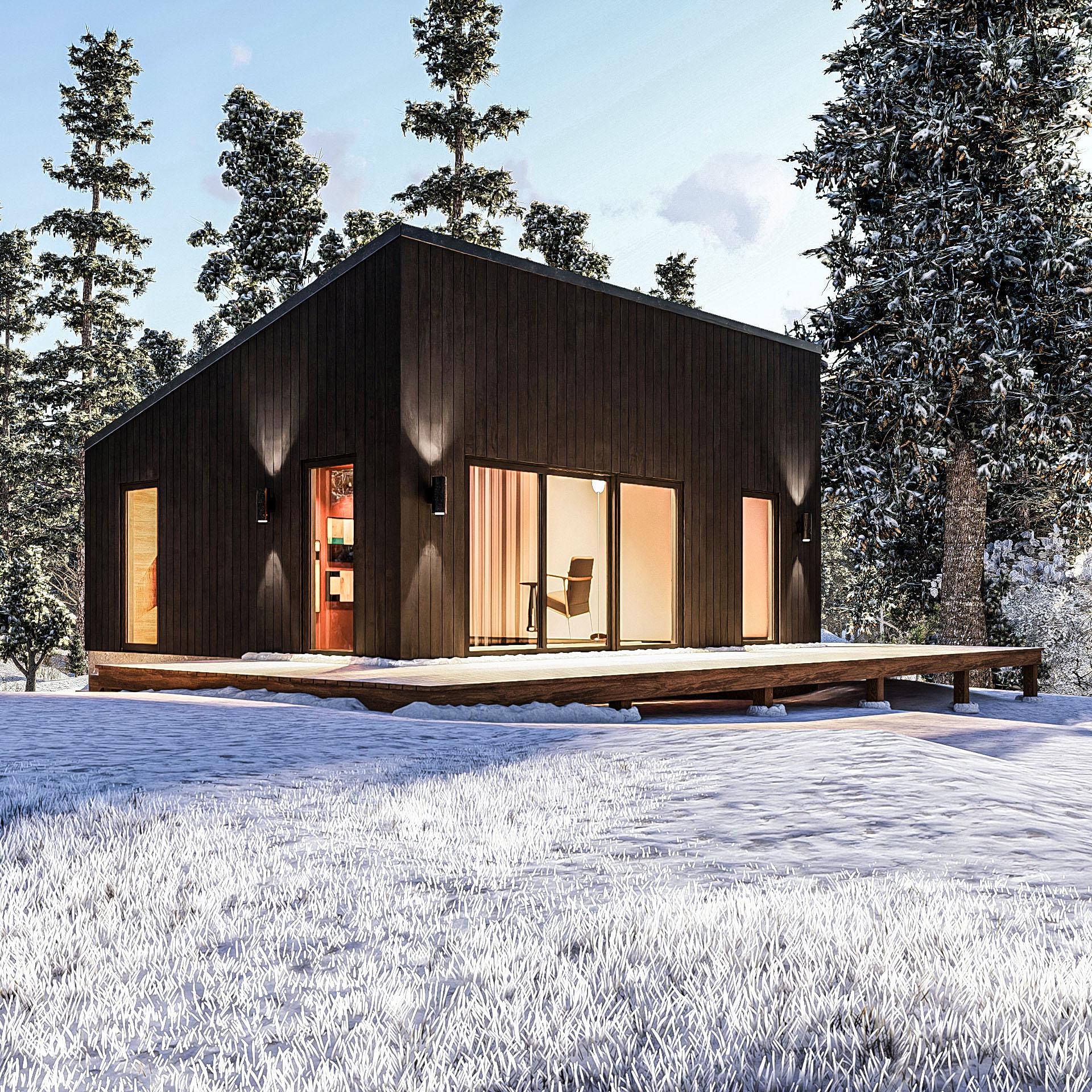 Modern House Cabin Plan, 20'x25' Lean Cottage Architectural Blueprint ...