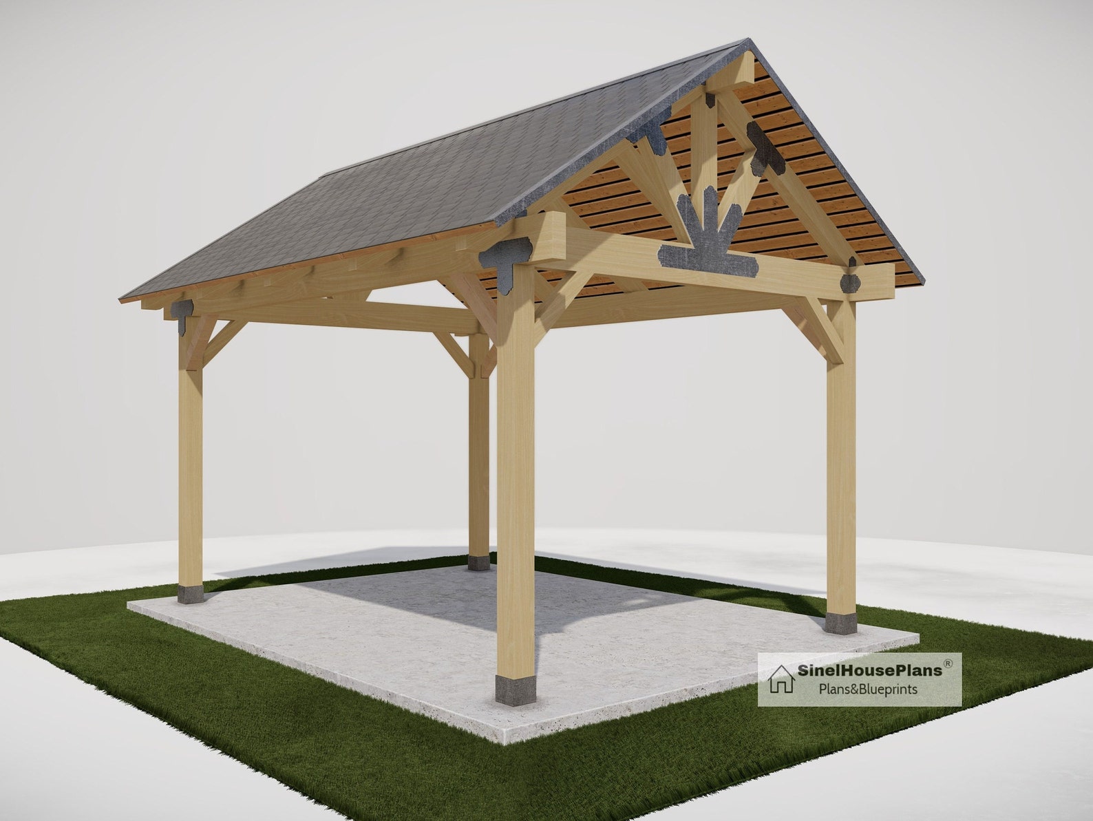 12'x16' Wood Gazebo Plan: DIY Gable Pavilion Drawings (PDF) - Etsy