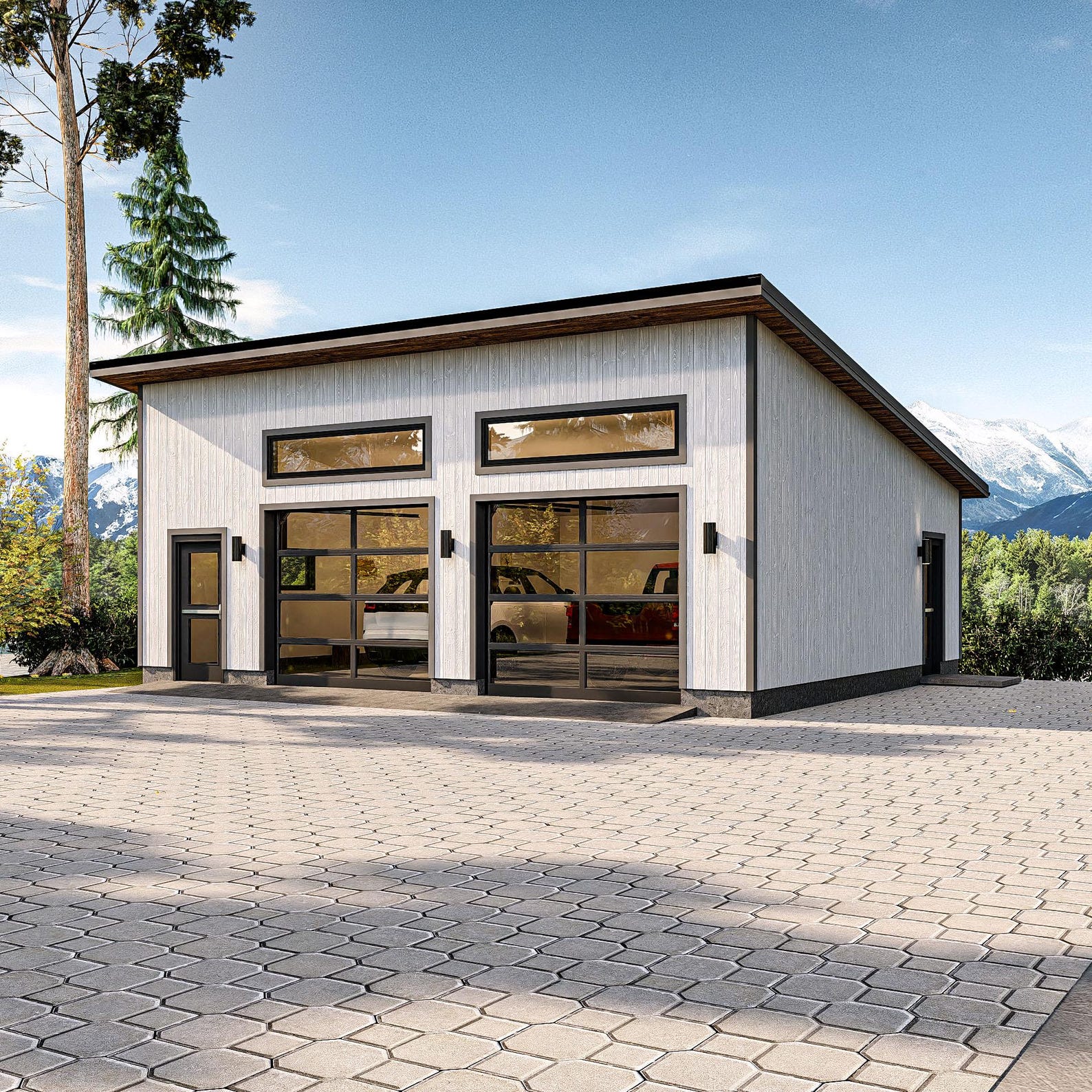Modern Two-car Garage Plan With Storage | Detached Garage Blueprint ...