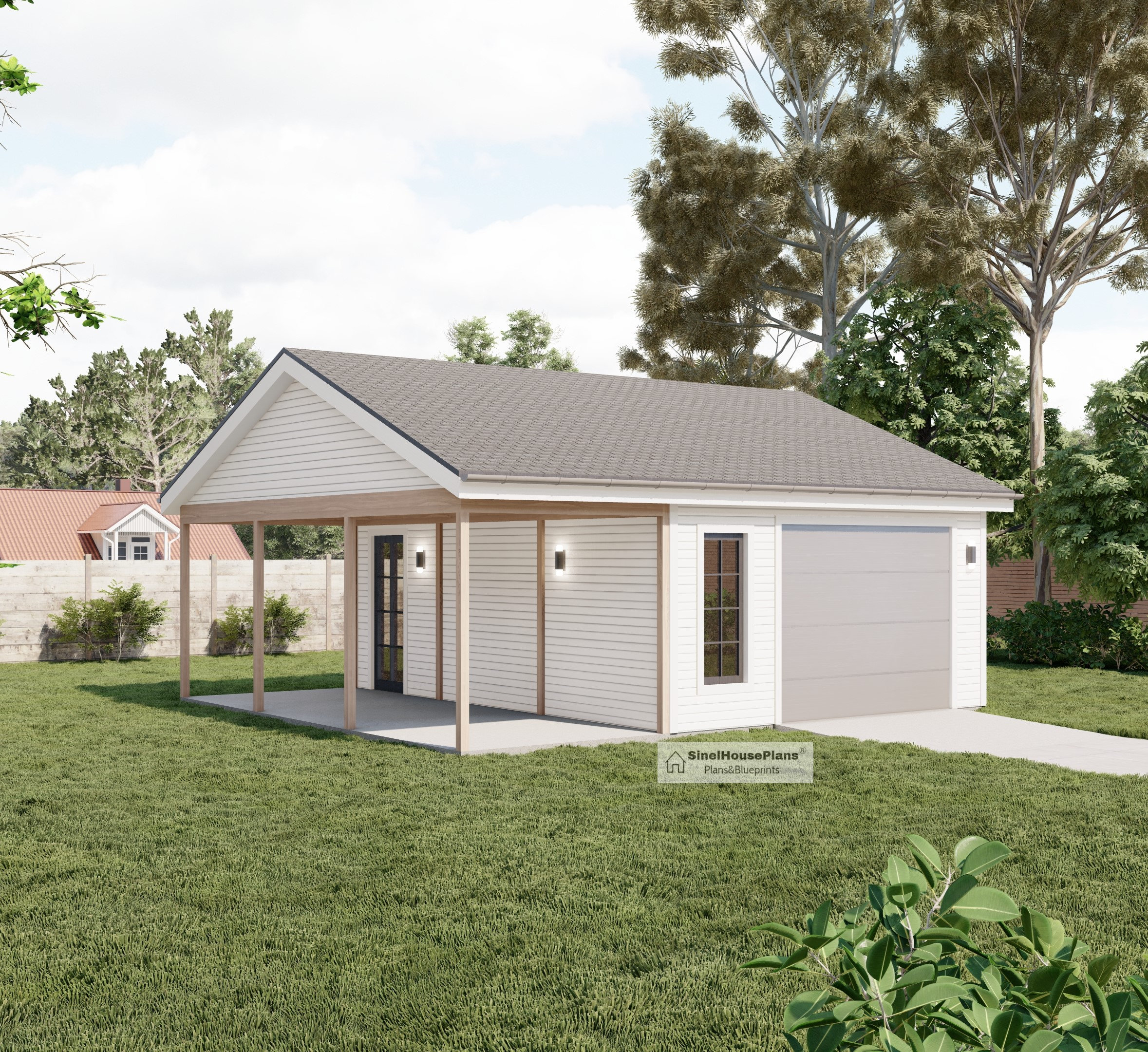 One Car Detached Garage With Carport Plans 75 Detached Carport Ideas