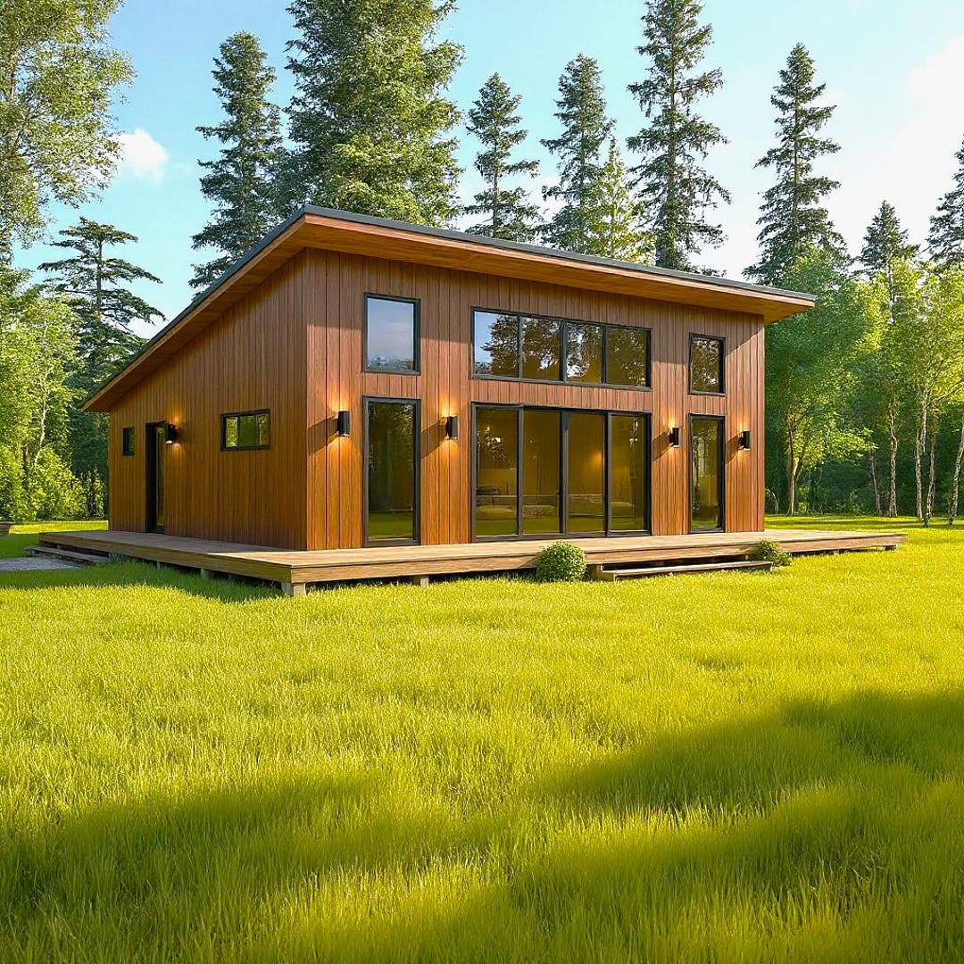 26’x36’ Lean Cabin Architectural Full Set Plan,modern Cottage ...